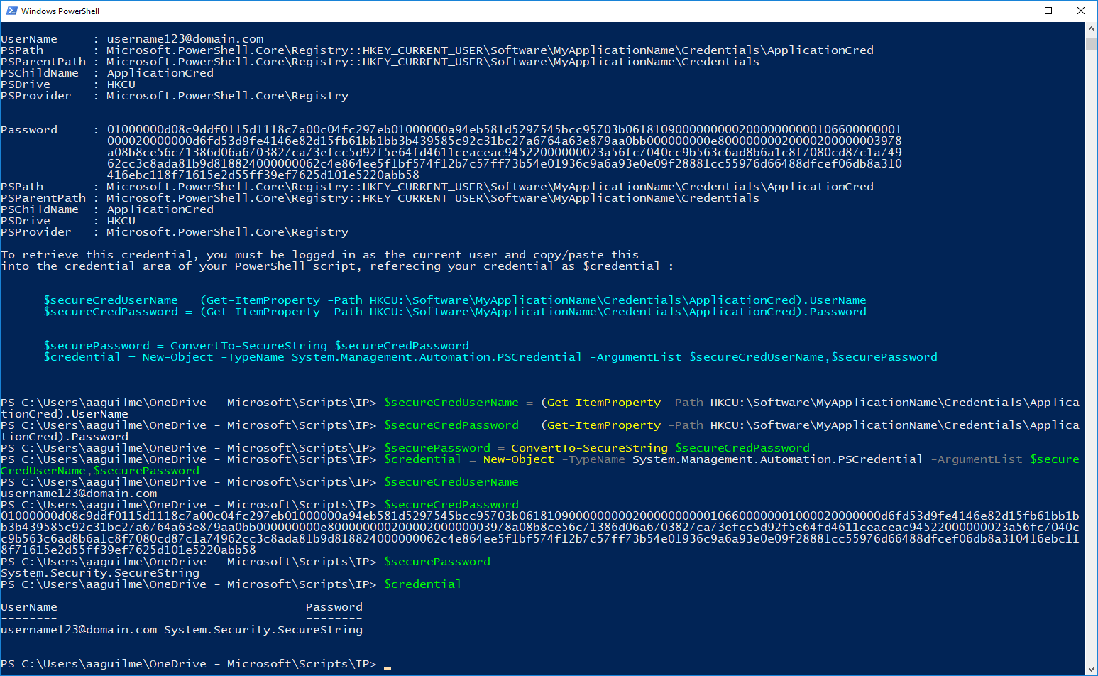 Storing PowerShell Credentials in the local user registry ...