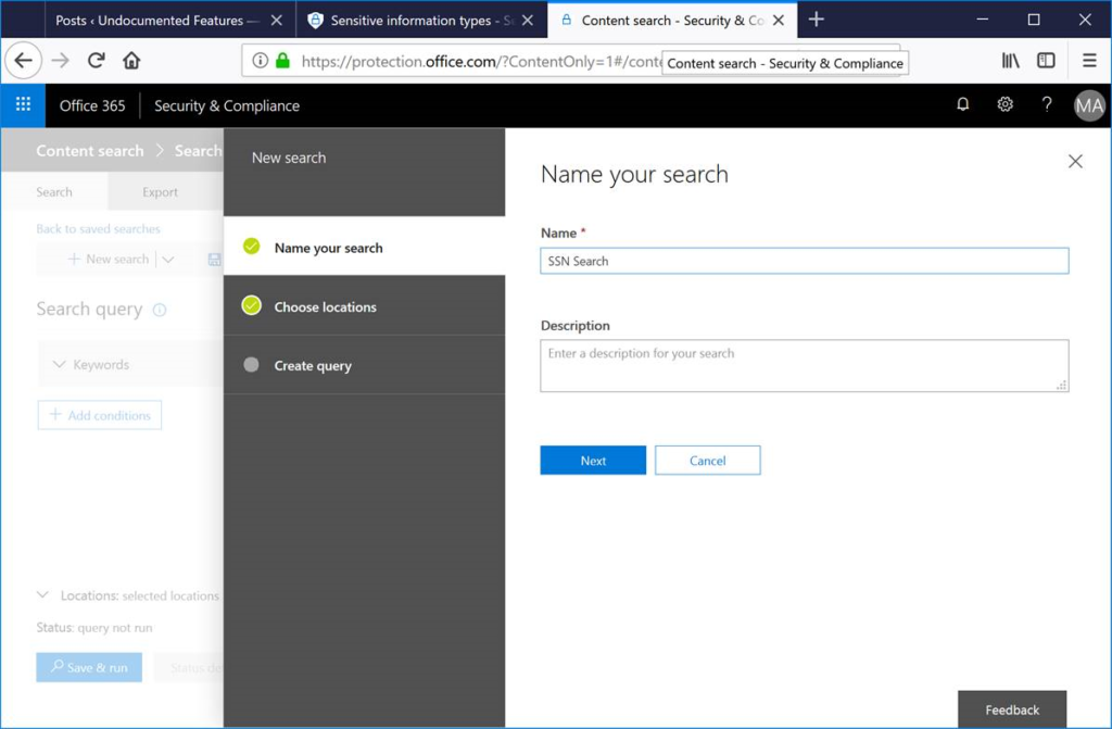 Searching for Sensitive Information Types › Undocumented Features