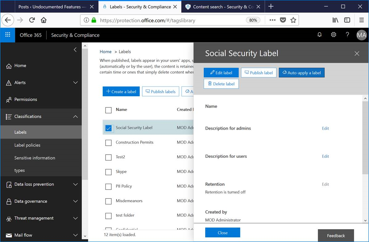 Searching for Sensitive Information Types › Undocumented Features