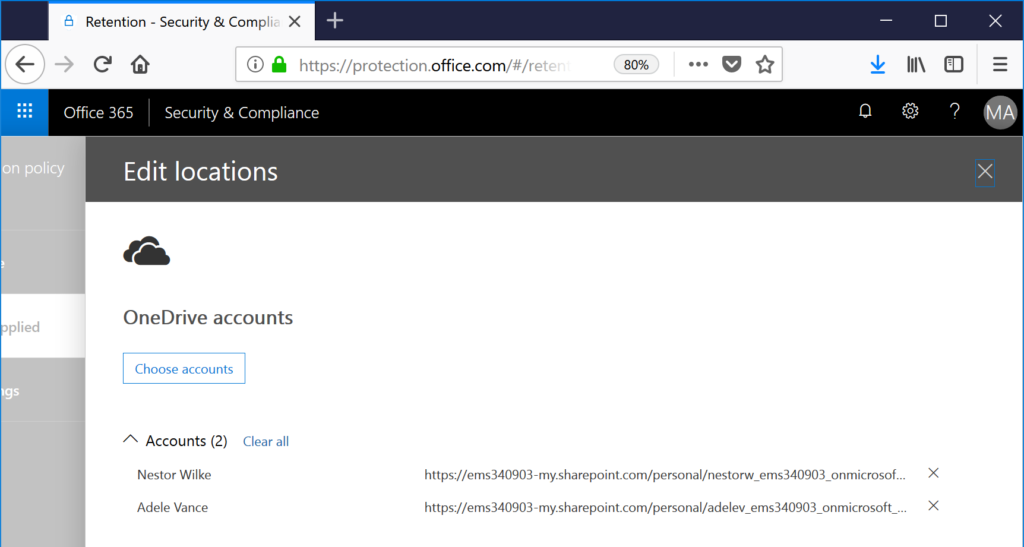 Adding OneDrive Locations to an Existing Retention Policy ...