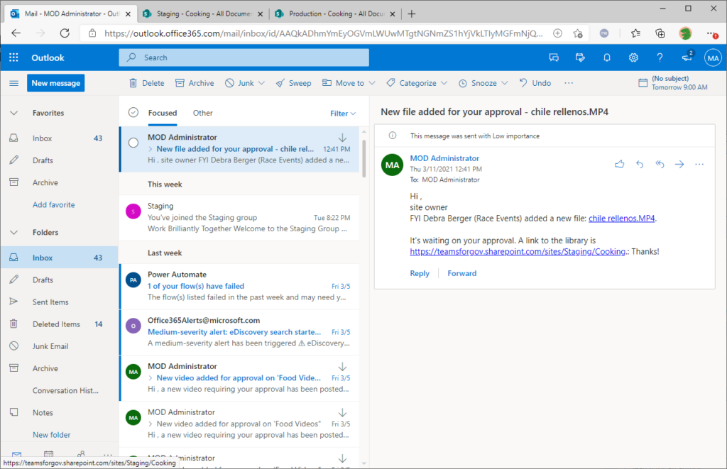 Building a SharePoint Video Portal – Approval Processing with Power ...