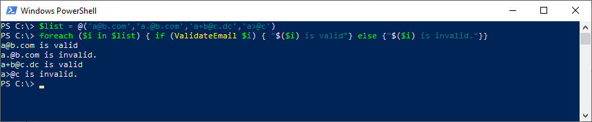 Easy PowerShell Email Address Validation Function – Undocumented Features