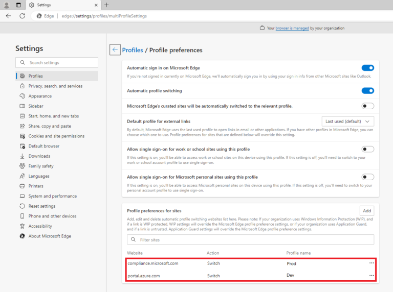Stop Edge from switching browser profiles when opening sites ...